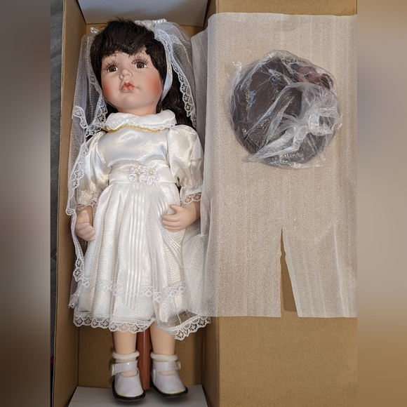 Toys | Brunette Communion Porcelain Doll | Poshmark